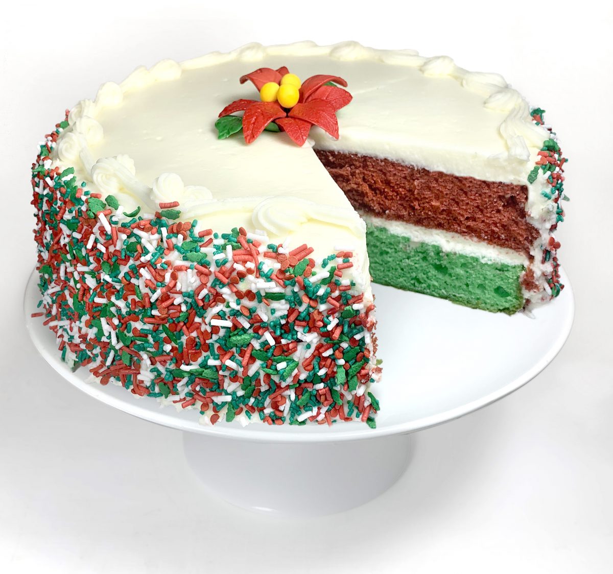 Red & Green Velvet Holiday Cake - Carousel Cakes